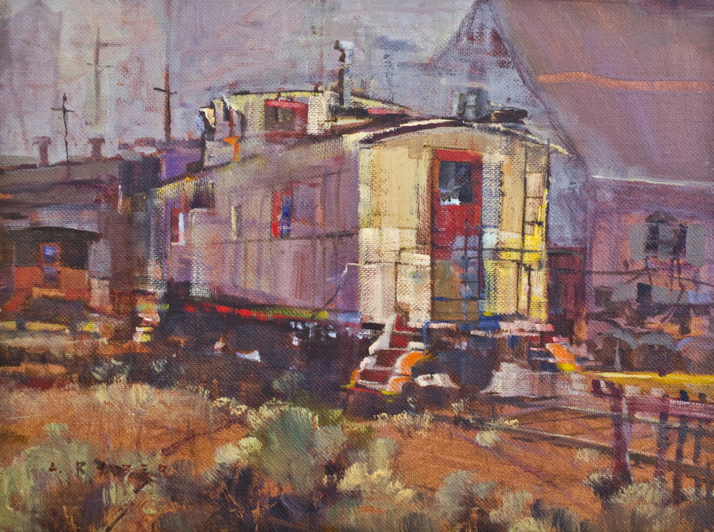 Yellow Caboose - April Raber | Railroad art, Train art, Painting